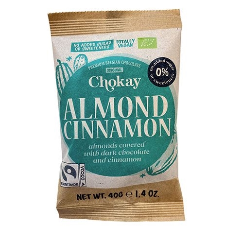 Økologiske Mandler med Chokolade og Kanel - Chokay Almond Cinnamon 40g